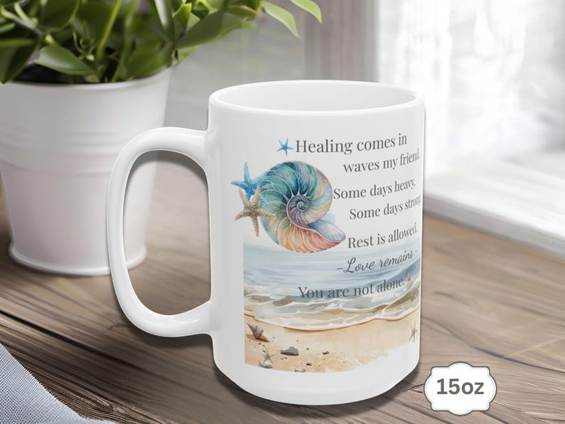 Personalized Healing Affirmation Nautilus Seashell Poem Mug, Grieving ...