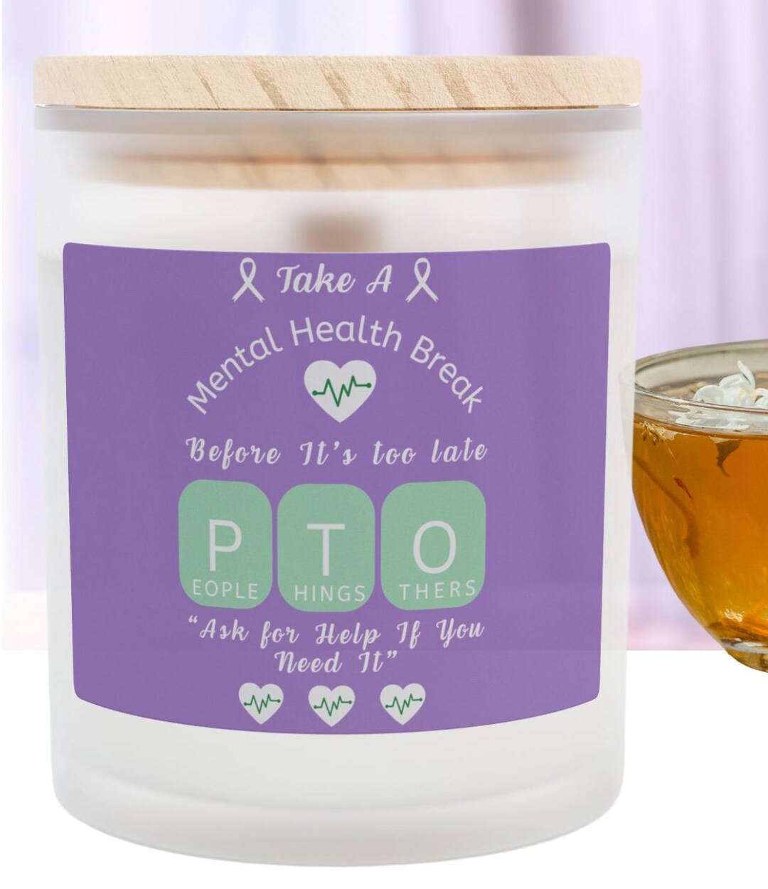 PTO Reminder Mental Health Break 11 Oz Candle, Frosted Glass Decor Self ...