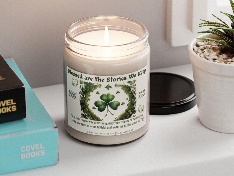 Personalized Irish Shamrock Memorial Candle, Soy Sympathy Gift, Celtic ...
