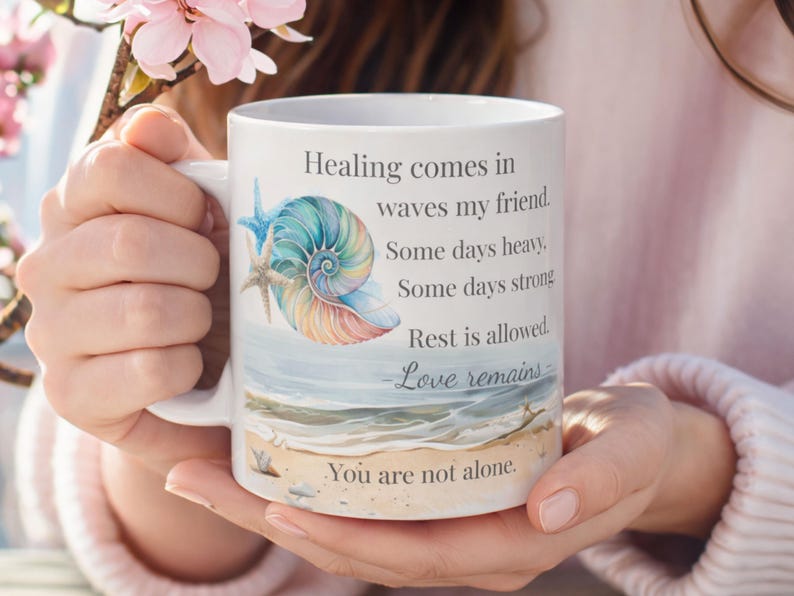 Personalized Healing Affirmation Nautilus Seashell Poem Mug, Grieving ...