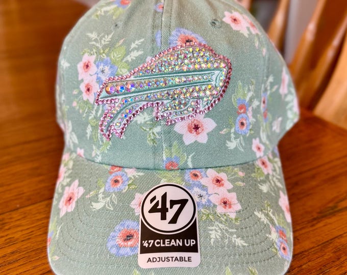 Bedazzled Floral Spring Buffalo Bills Rhinestone Bling Adjustable Hat ...