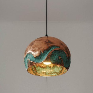 Handmade Green Patina Copper Dome Pendant Light, Farmhouse Lighting - Etsy
