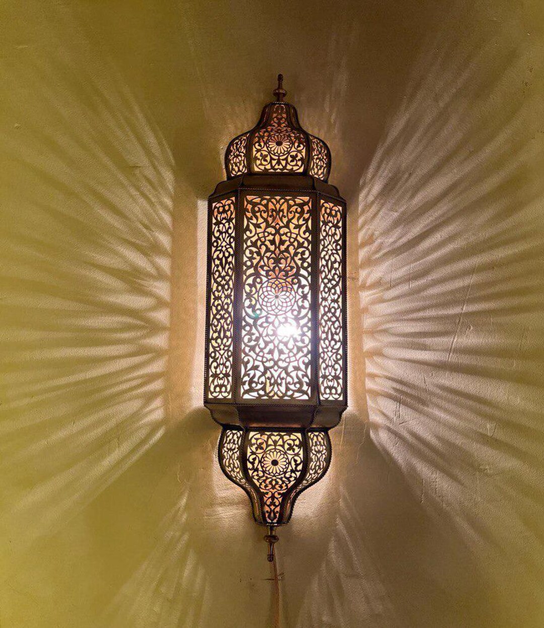 Handmade Moroccan Brass Wall Sconce, Floral Motif Light - Etsy