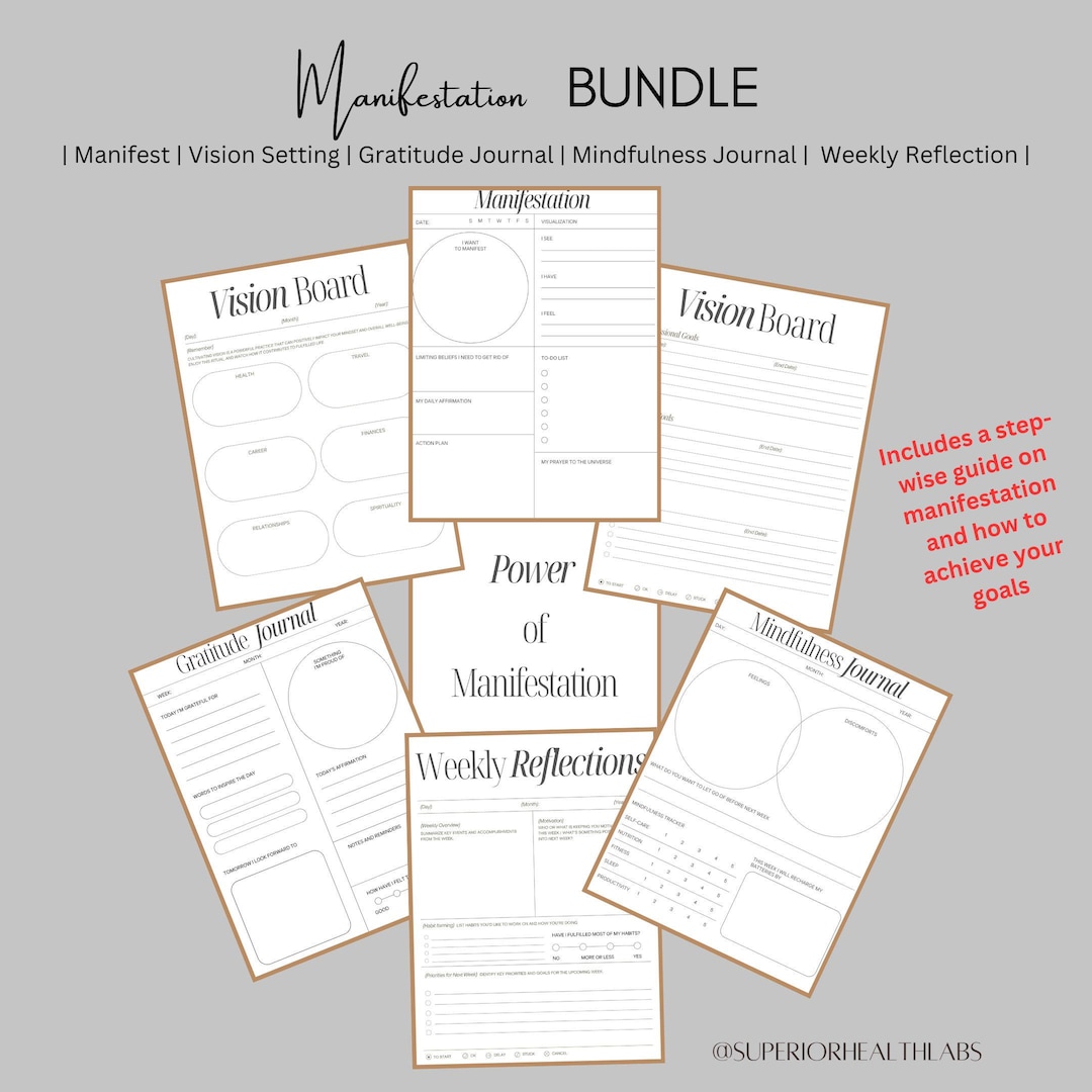 Manifestation Bundle | Vision Board | Gratitude Journal | Mindfulness ...