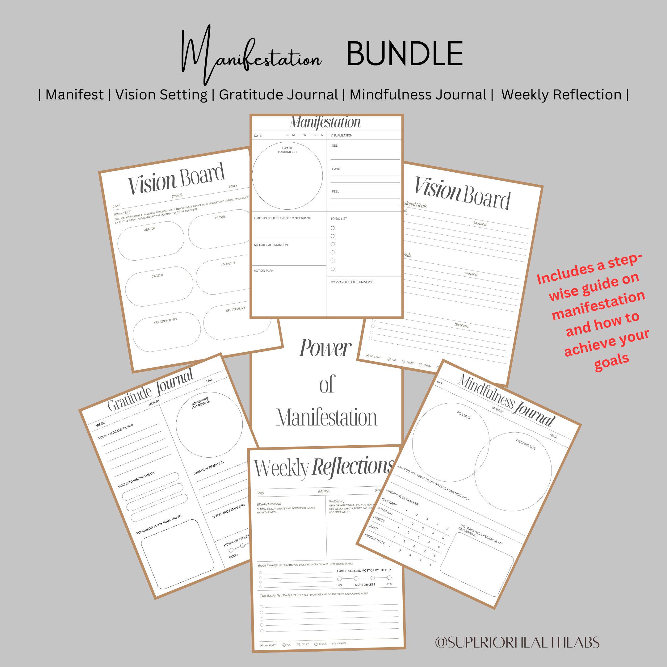 Manifestation Bundle | Vision Board | Gratitude Journal | Mindfulness ...