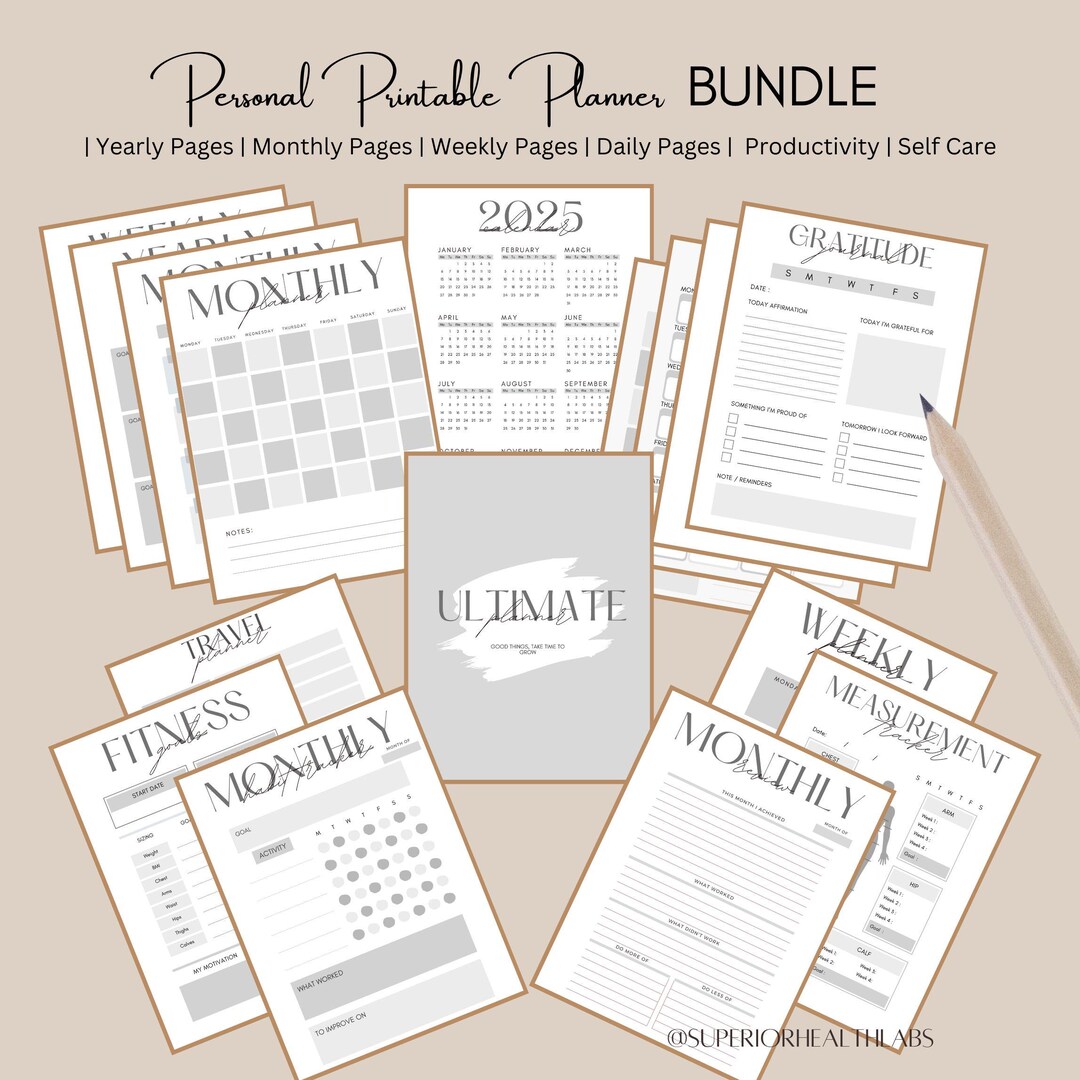 Printable Planner BUNDLE, Daily Weekly Monthly Yearly Planner and ...