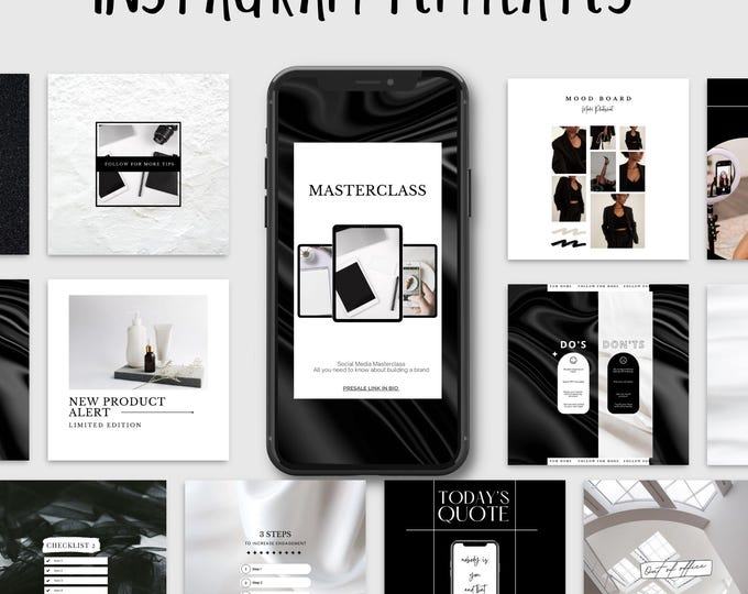 50 Black & White Instagram Story Templates for Canva | IG Template ...