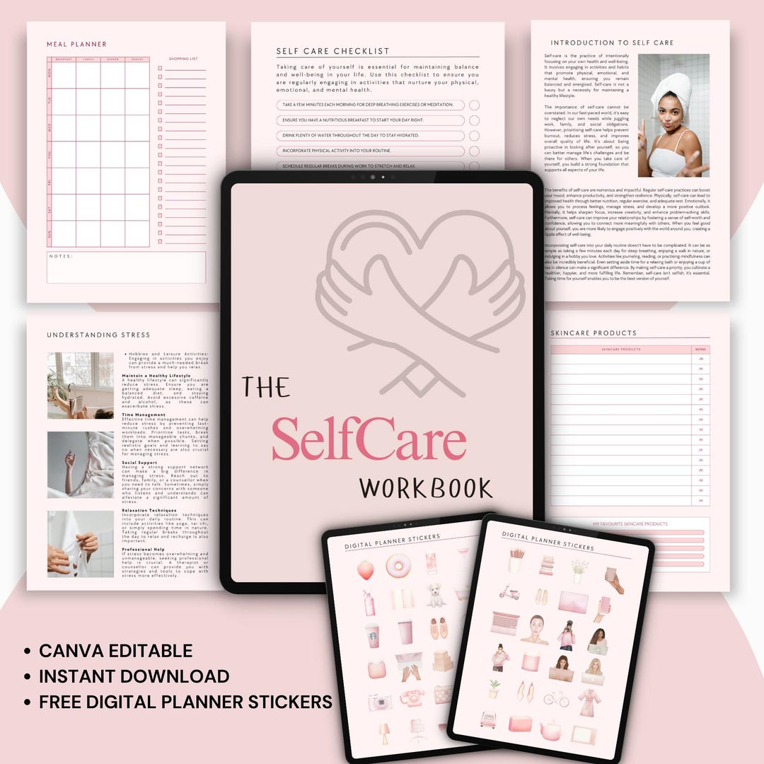 Self Care Workbook Canva Template Self Care Canva Planner Coaching ...
