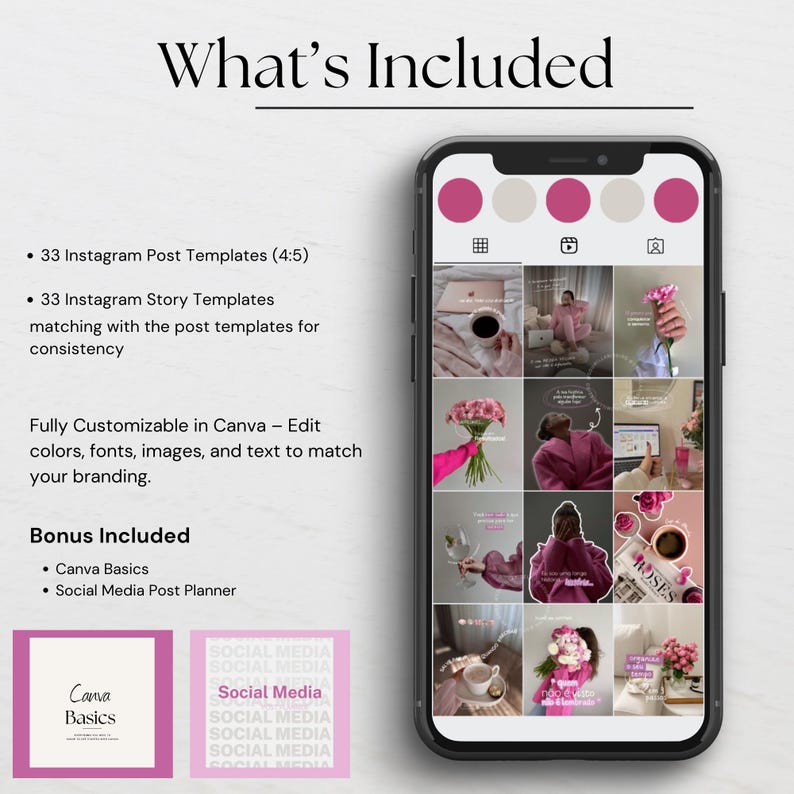 Trendy Editable Instagram Story Canva Templates Aesthetic IG Feed Pack ...