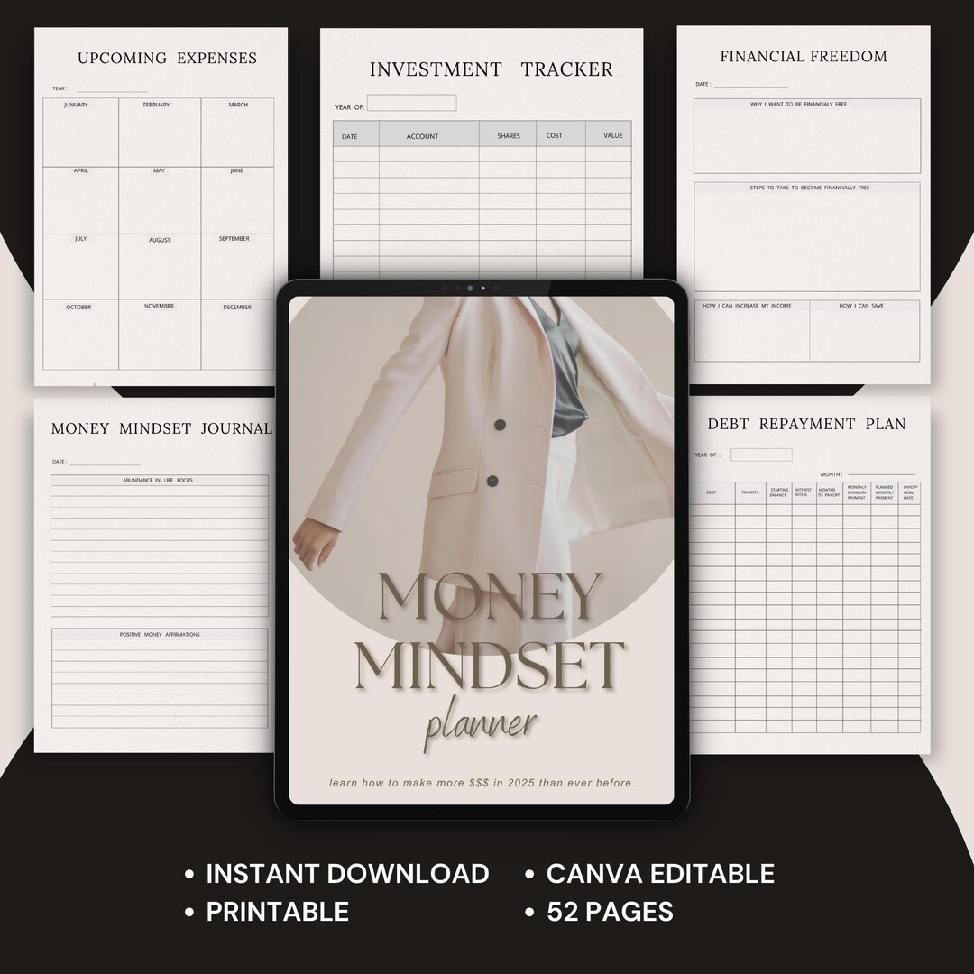 Money Mindset Journal Financial Wellbeing Journal Expenses Tracker ...