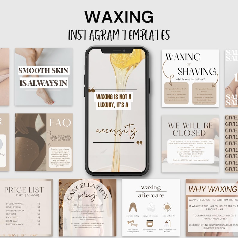 Waxing Instagram Templates Social Media Hair Removal Waxing Eyebrow Wax ...