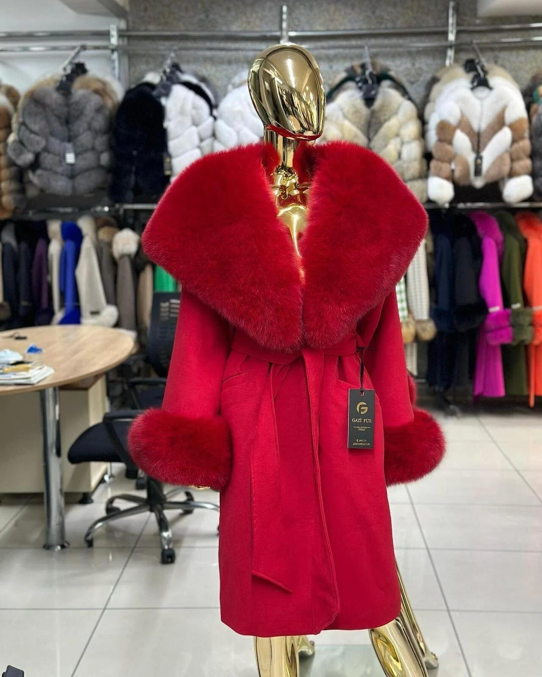Fancy Red Color Cashmere Long Coat - Cashmere Coat for Woman Cashmere ...