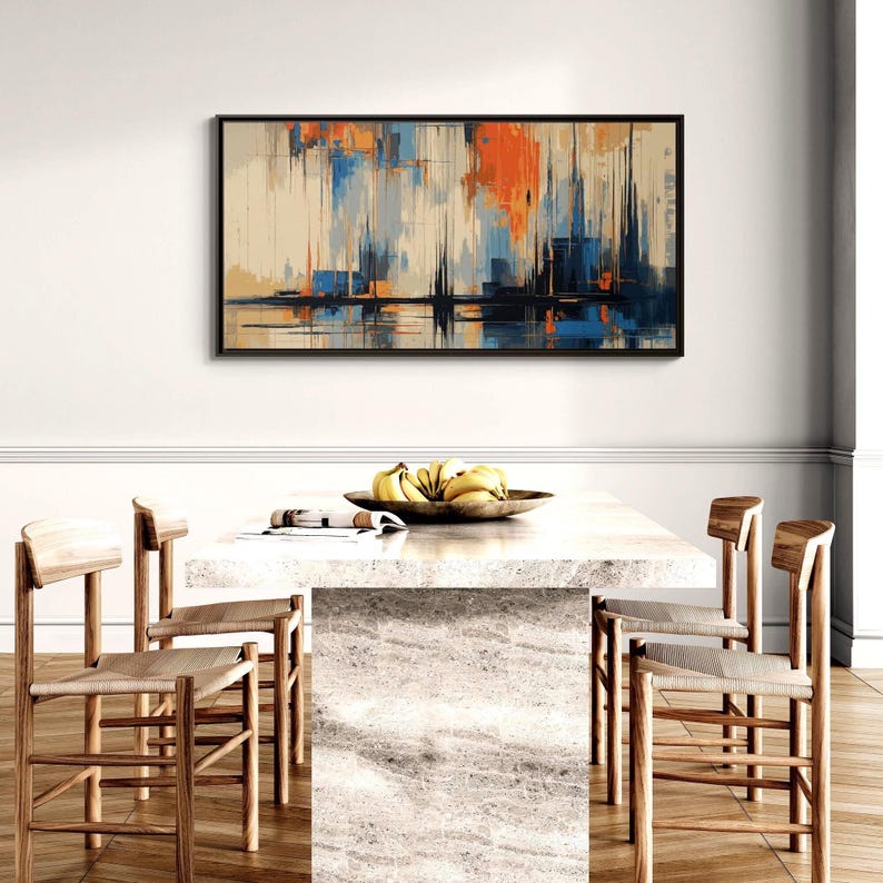 Abstract Cityscape Drip Wall Art | Framed Canvas Art - Ready to Hang - Etsy