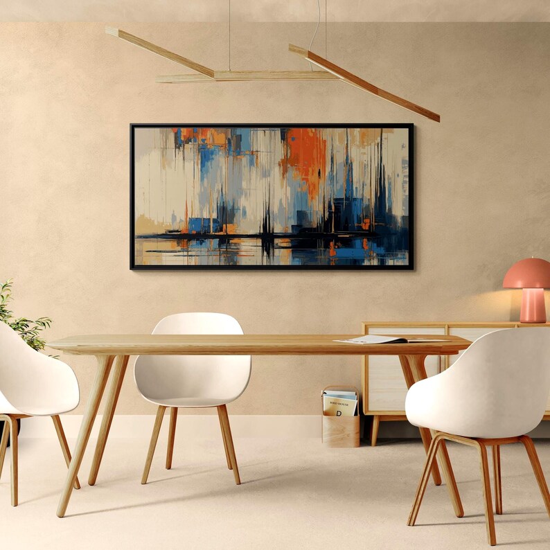 Abstract Cityscape Drip Wall Art | Framed Canvas Art - Ready to Hang - Etsy