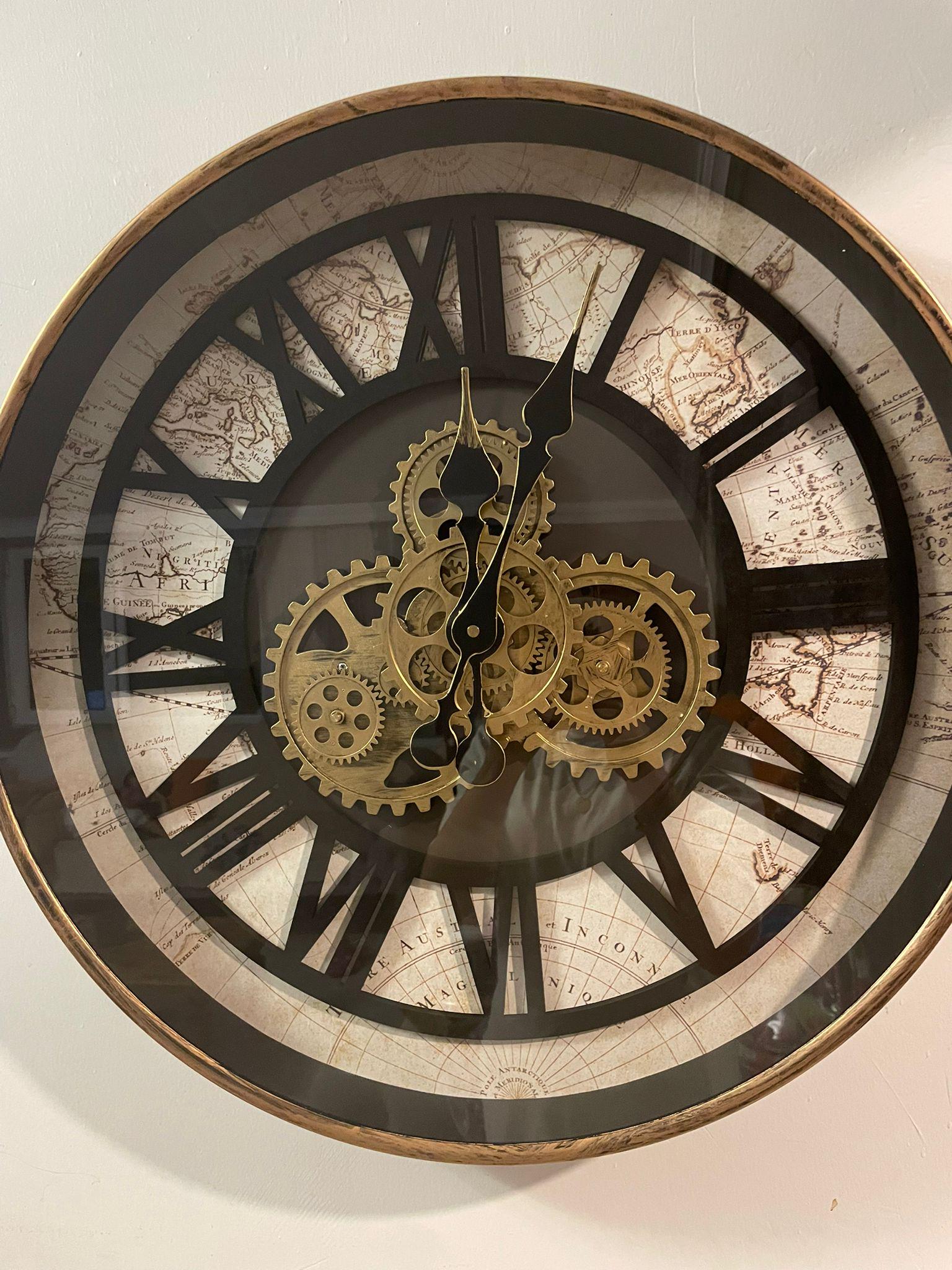 Oversized 24" Metal Wall Clock: Triple Circle Design, Antique Gold ...
