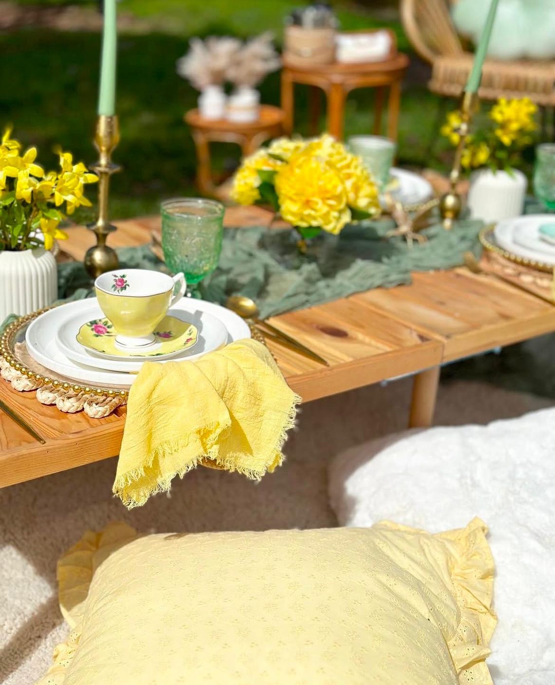 Handmade Wooden Boho Table, Patio Picnic Table, Foldable Table ...