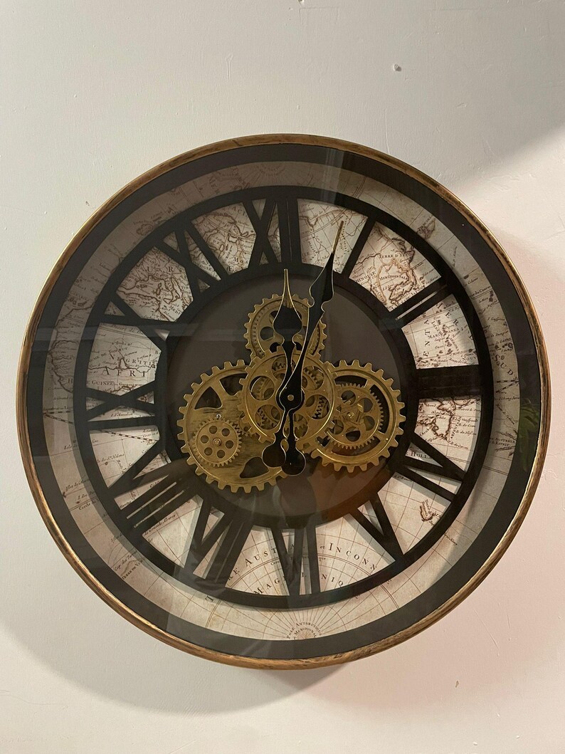 Oversized 24" Metal Wall Clock: Triple Circle Design, Antique Gold ...