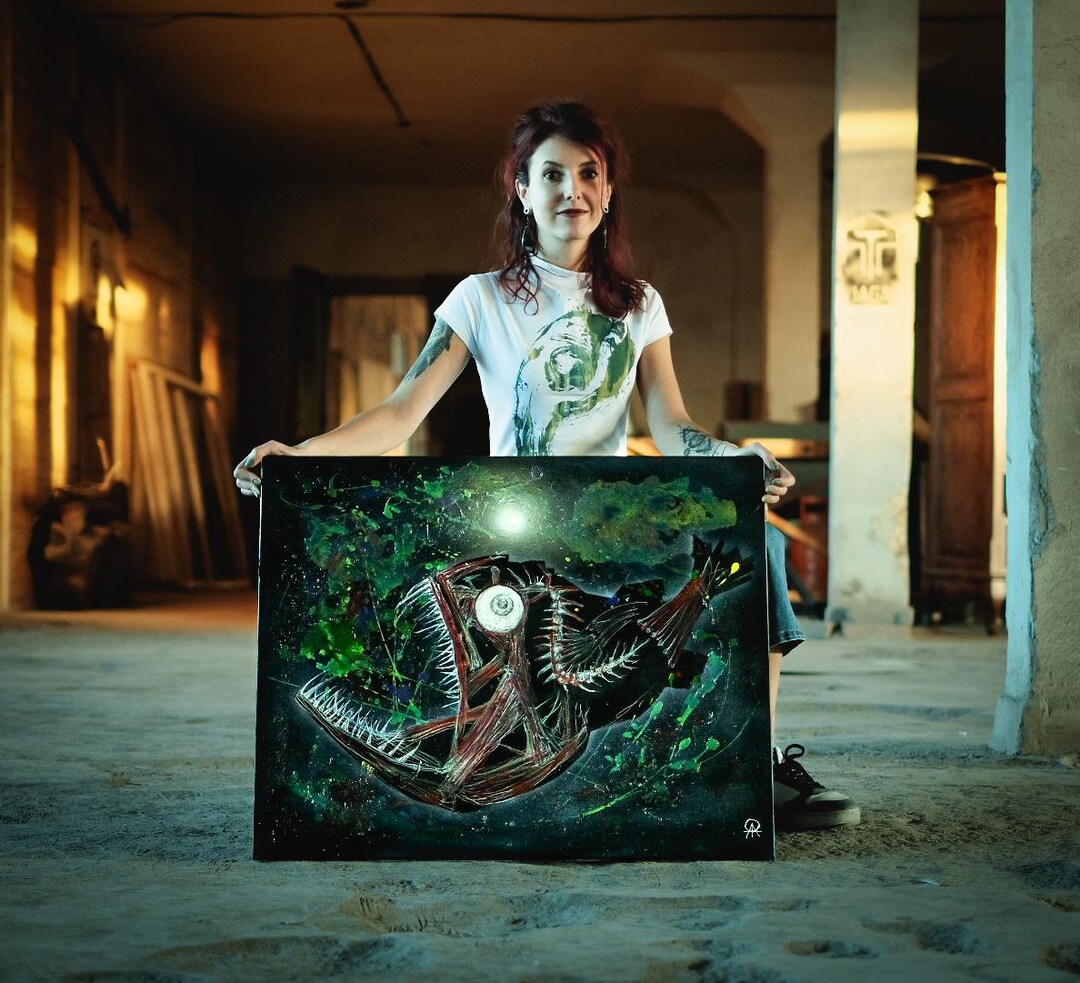 Anglerfish- Abstract Deep Sea Fish Painting - Acrylics and Airbrush on ...