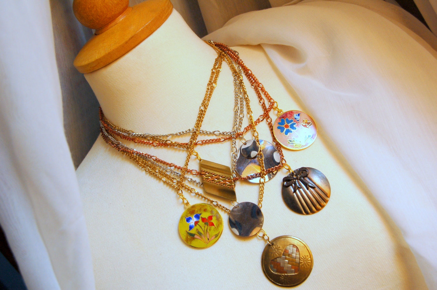 Stacking Pendant Chains Necklace Vintage Pendants Necklace Statement ...