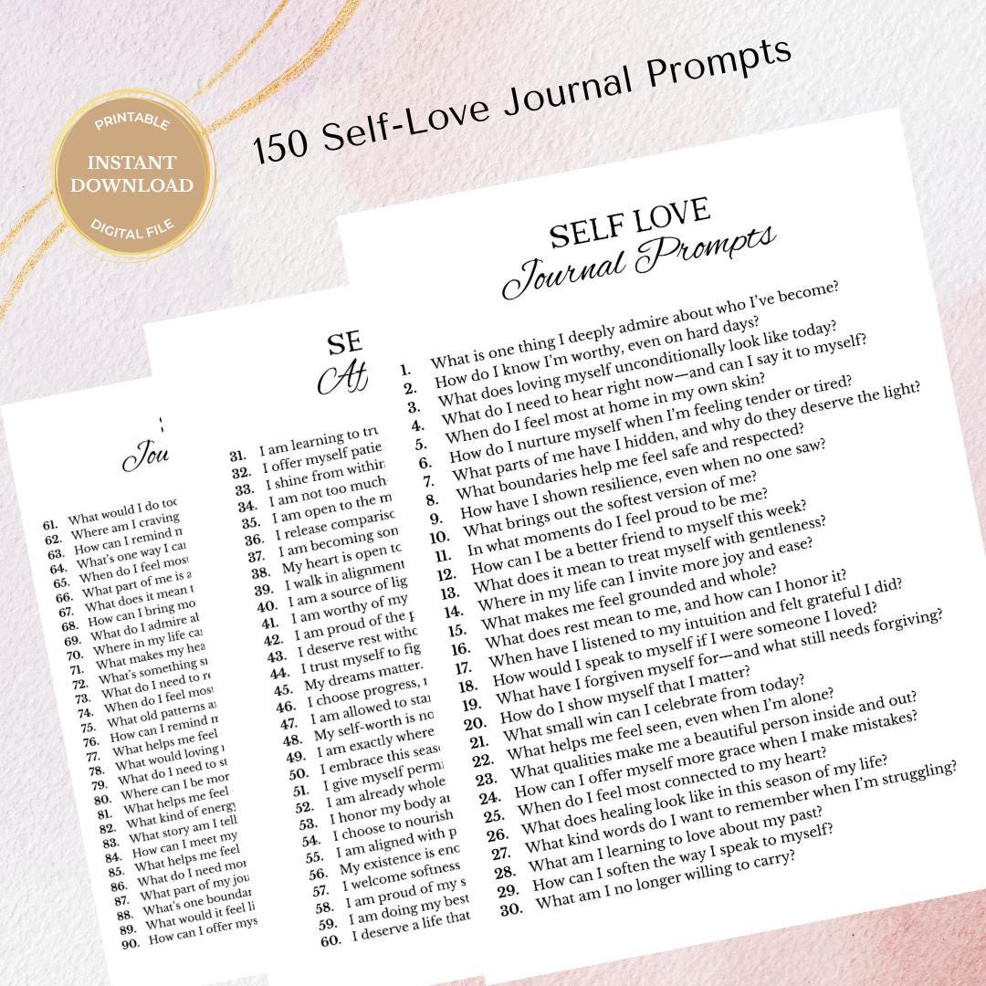 150 Self-love Journal Prompts, Self Love Affirmations, Guided Writing ...