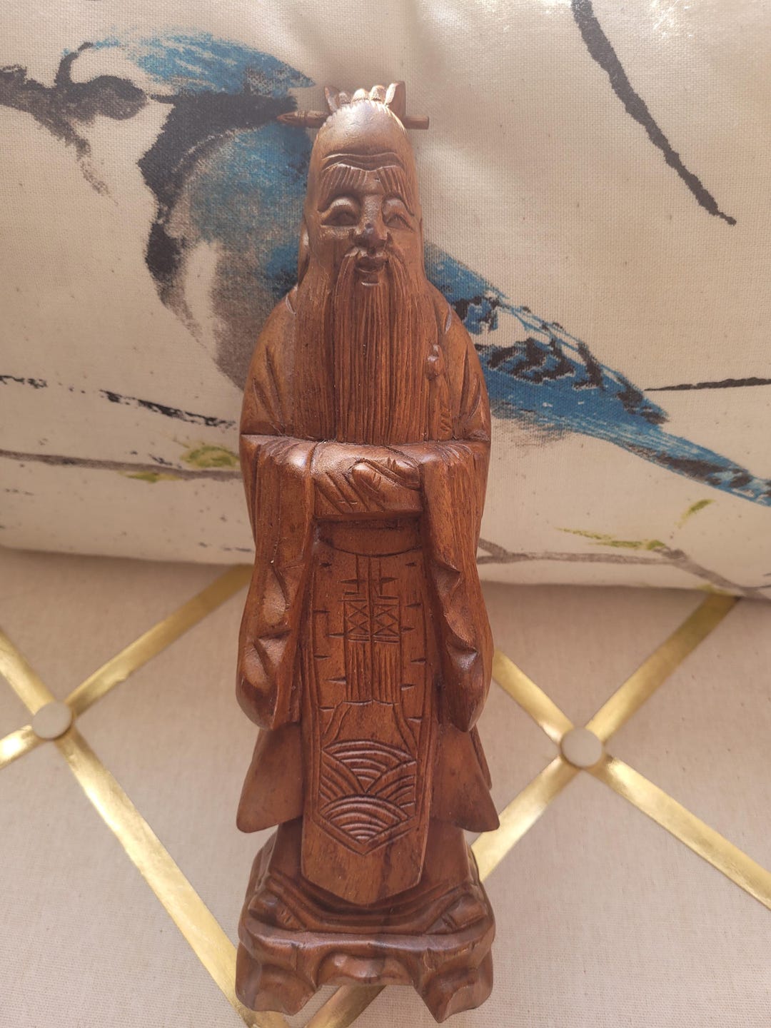 Buddhist Warrior Monk Bearded Old Man Hand Carved Tibetan Style Out of ...