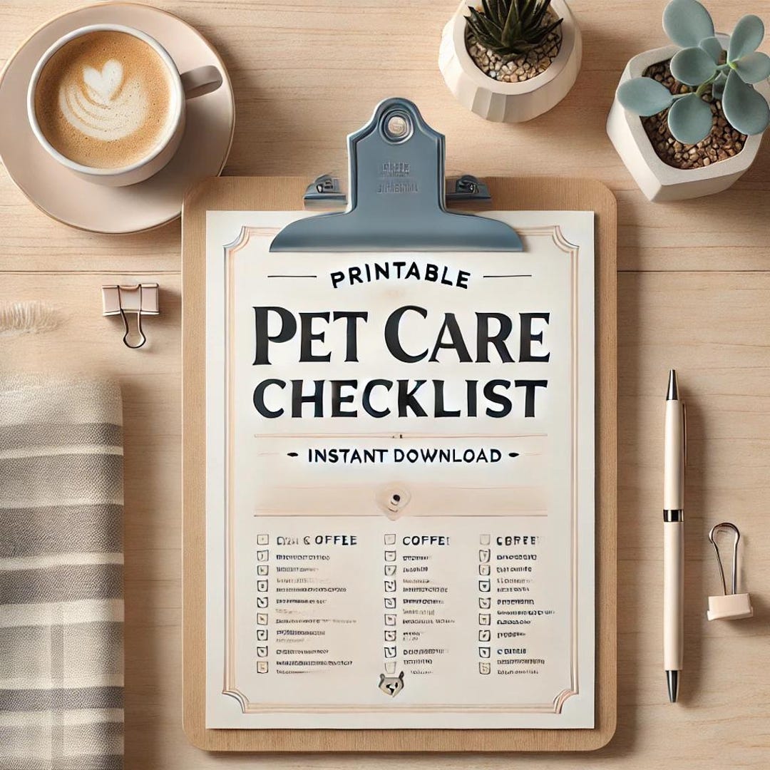 Pet Caregiver Checklist / Printable Pet Sitting Checklist / Pet Care ...