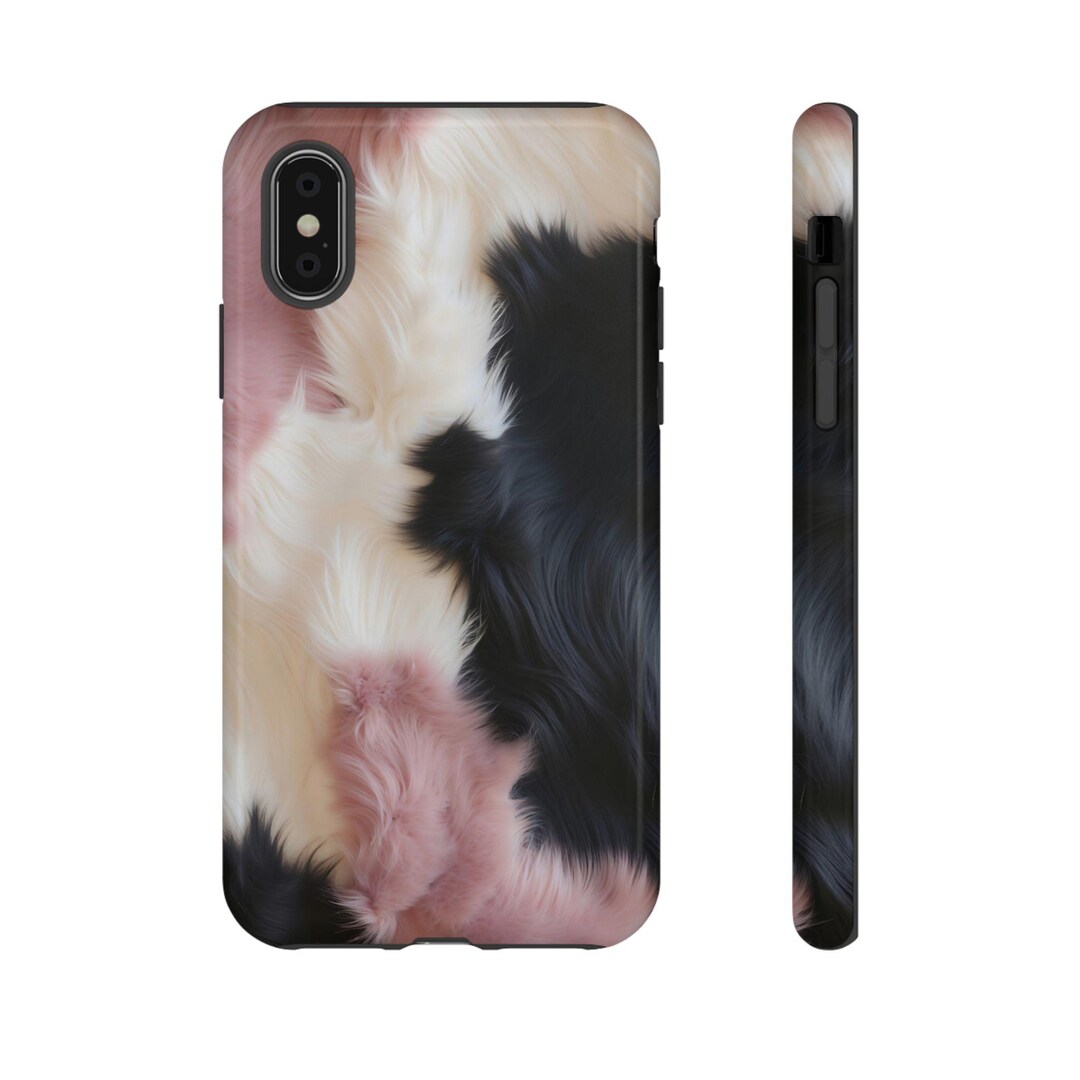 Luxury Pink, White and Black Fur Patterned Phone Case - Western ...
