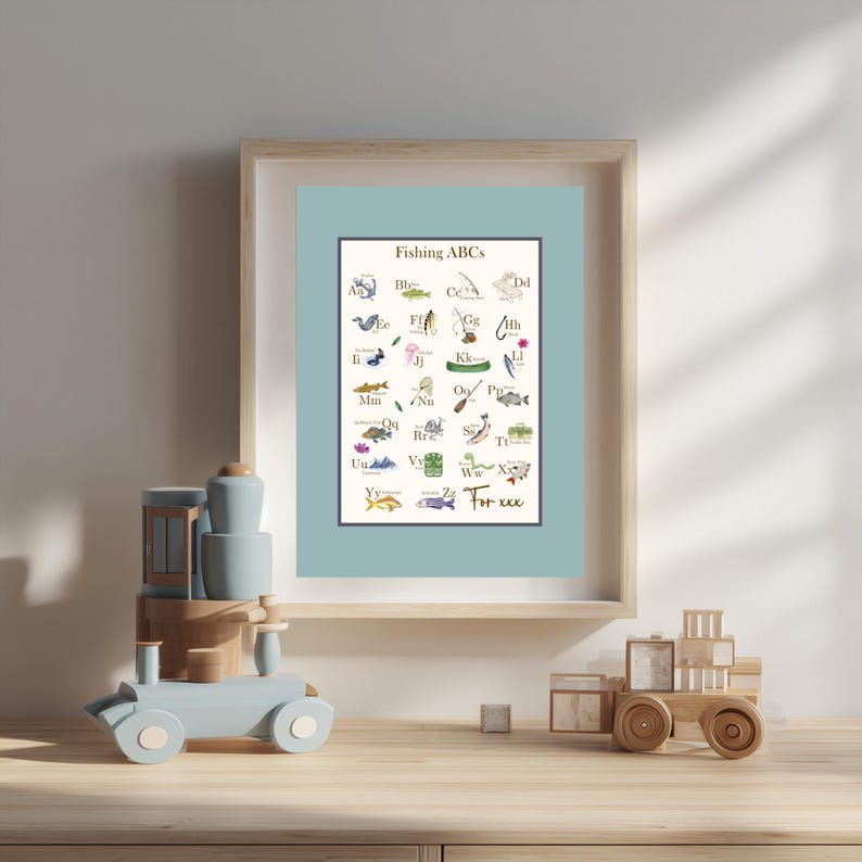 Fishing Alphabet Nursery Print, Digital Poster, ABC Print, Toddler ...