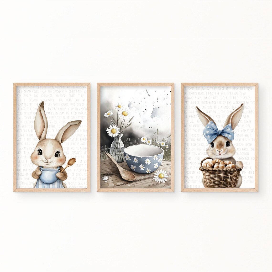 Set of 3 Easter Bunny Prints - Printable Spring Art for Instant ...