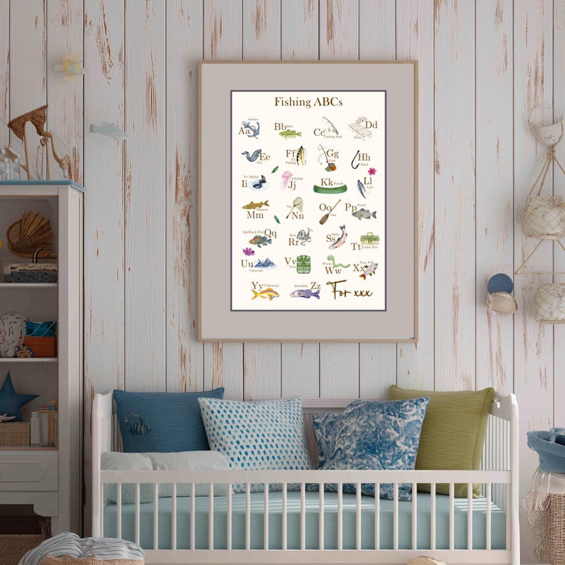 Fishing Alphabet Nursery Print, Digital Poster, ABC Print, Toddler ...