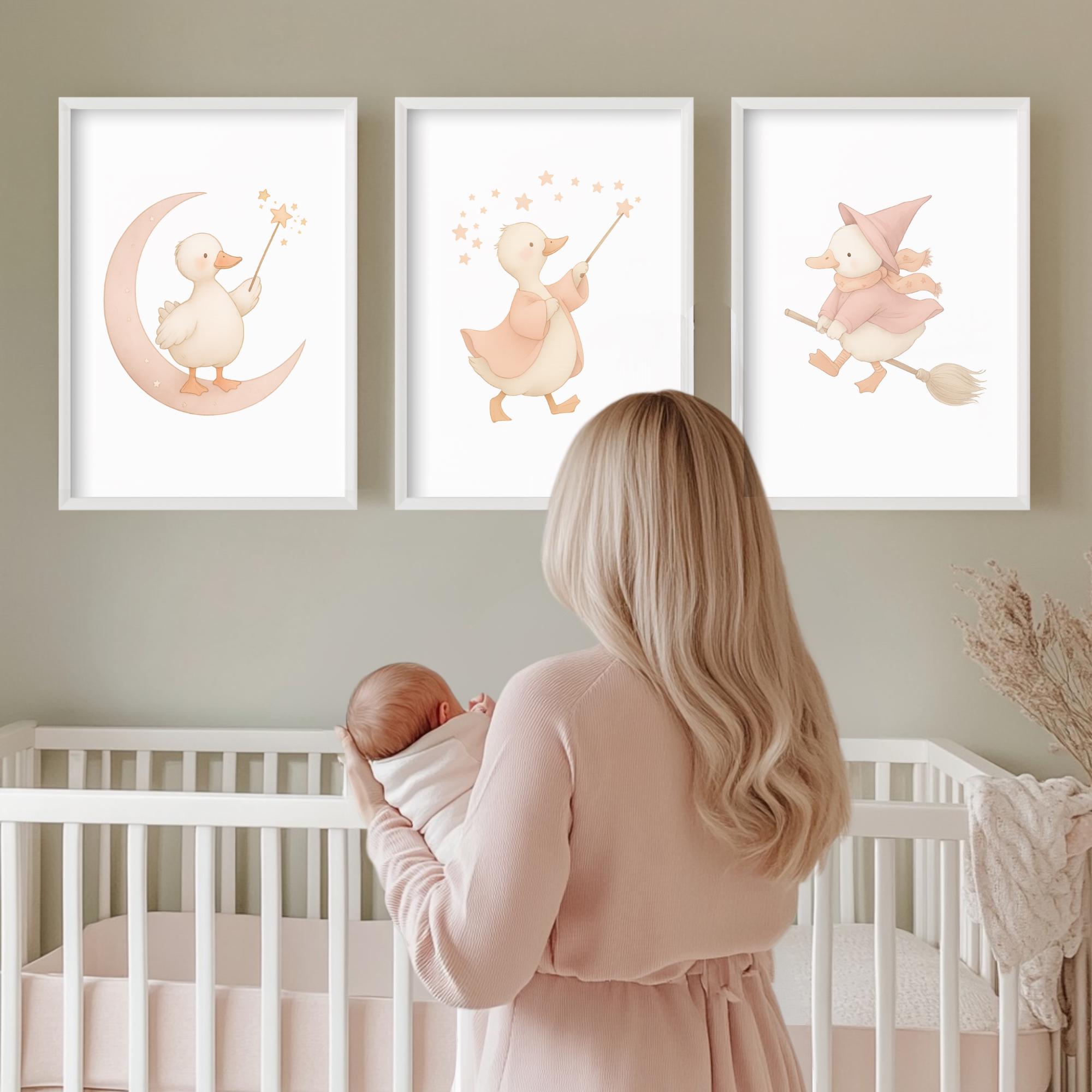 Halloween Duck Nursery Wall Art Set, Baby Girl Room Decor, Cute Magical ...