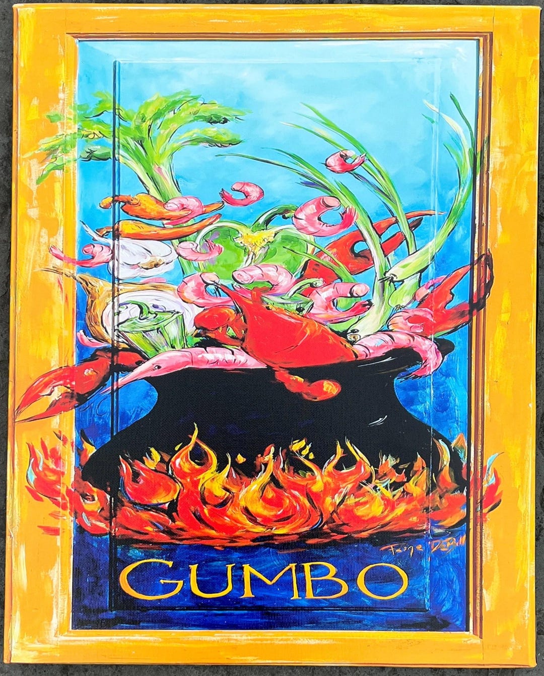 GUMBO Painting** SEAFOOD GUMBO Gallery Wrapped Giclee on Canvas 16x20 ...