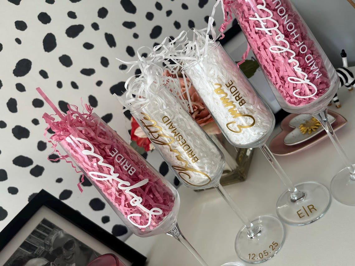 DECAL ONLY Prosecco Glass Champagne Flute, Bride, Bridesmaid, Mother of ...