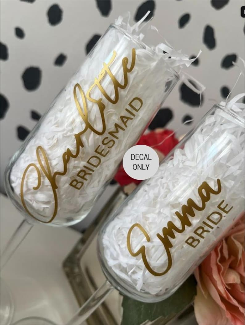 DECAL ONLY Prosecco Glass Champagne Flute, Bride, Bridesmaid, Mother of ...