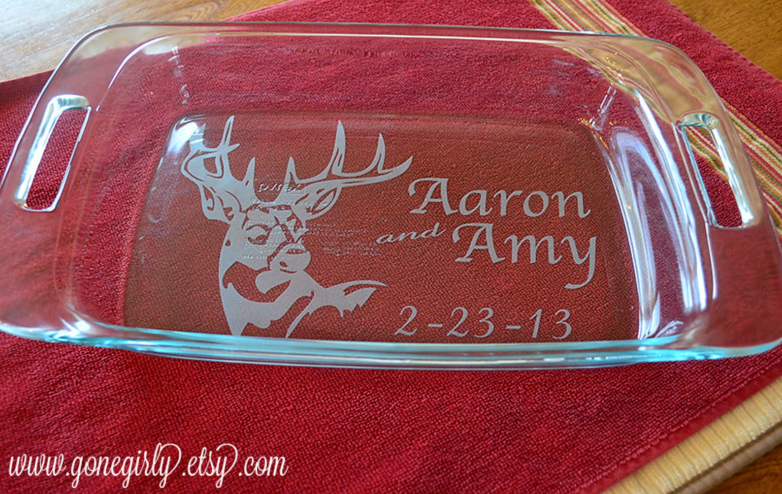 Hunter's Big Game Etched Baking Pyrex. Custom Designed - Etsy
