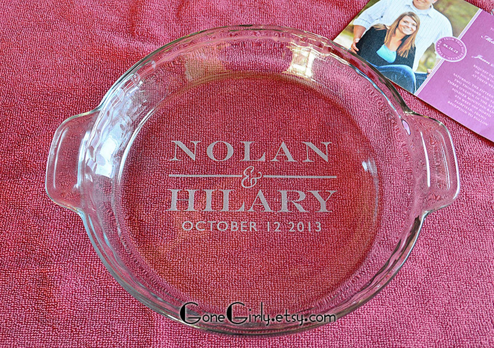 Simple Modern Wedding Engraved Pie Plate Customized With - Etsy