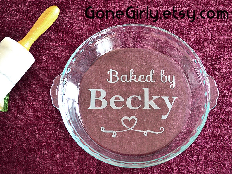 Baked by Customized Pie Plate your Name Here Hearts - Etsy