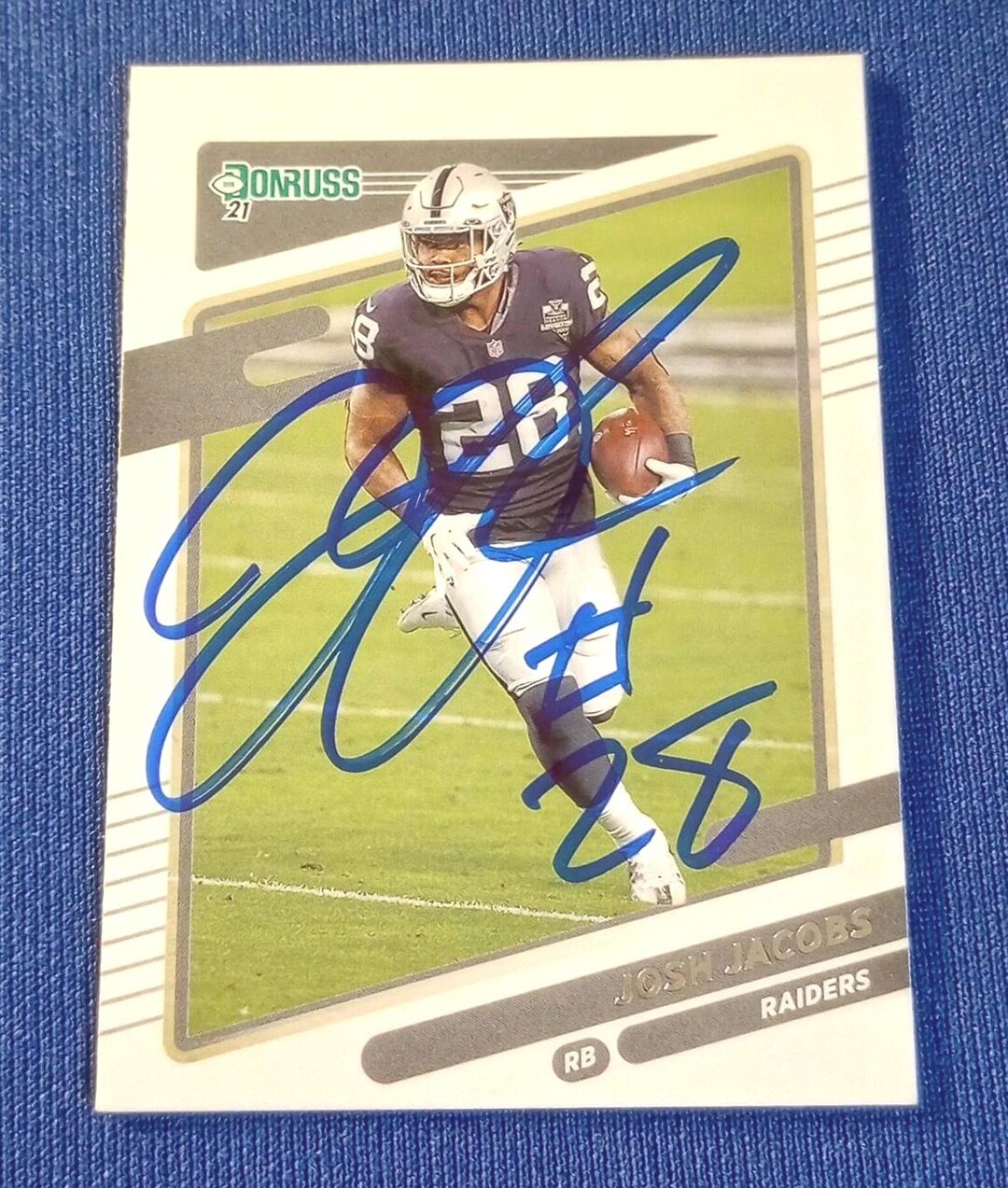 Signed Josh Jacobs Autographed 2021 Panini Donruss NFL Football Card ...
