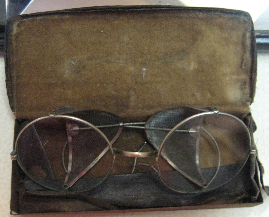 ANTIQUE Sunglasses Goggles Round lens 2 Mesh sides | Etsy