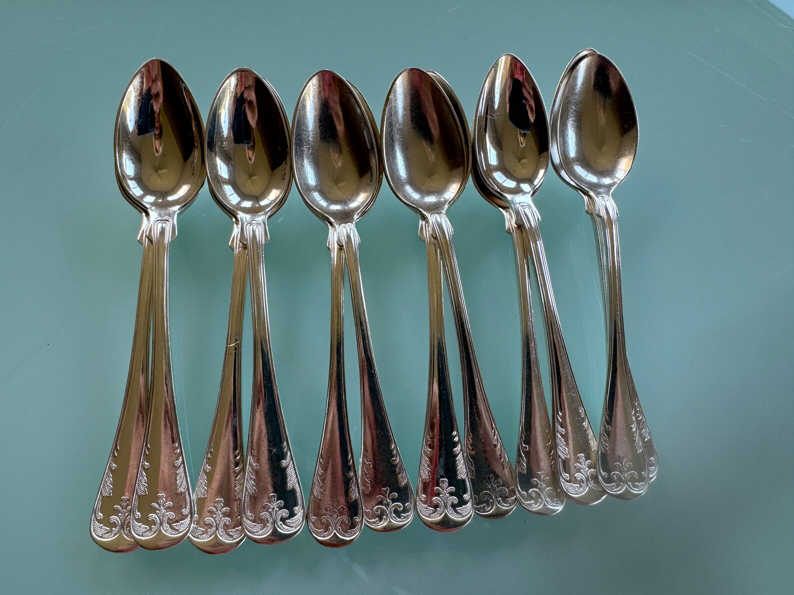 Art Nouveau Hand Engraved Antique Small Spoons Original Patina Alpacca ...