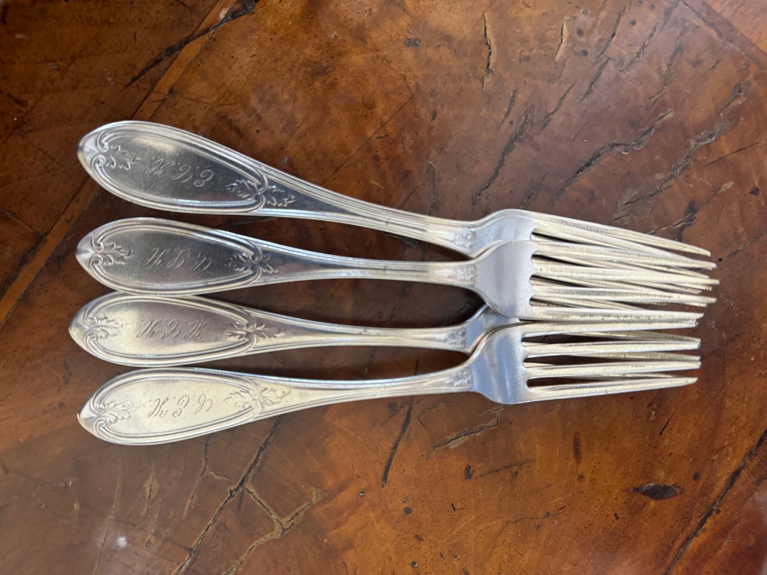 Victorian Olive Pattern 5 Dinner Forks Adams Chandler Antique Silver ...