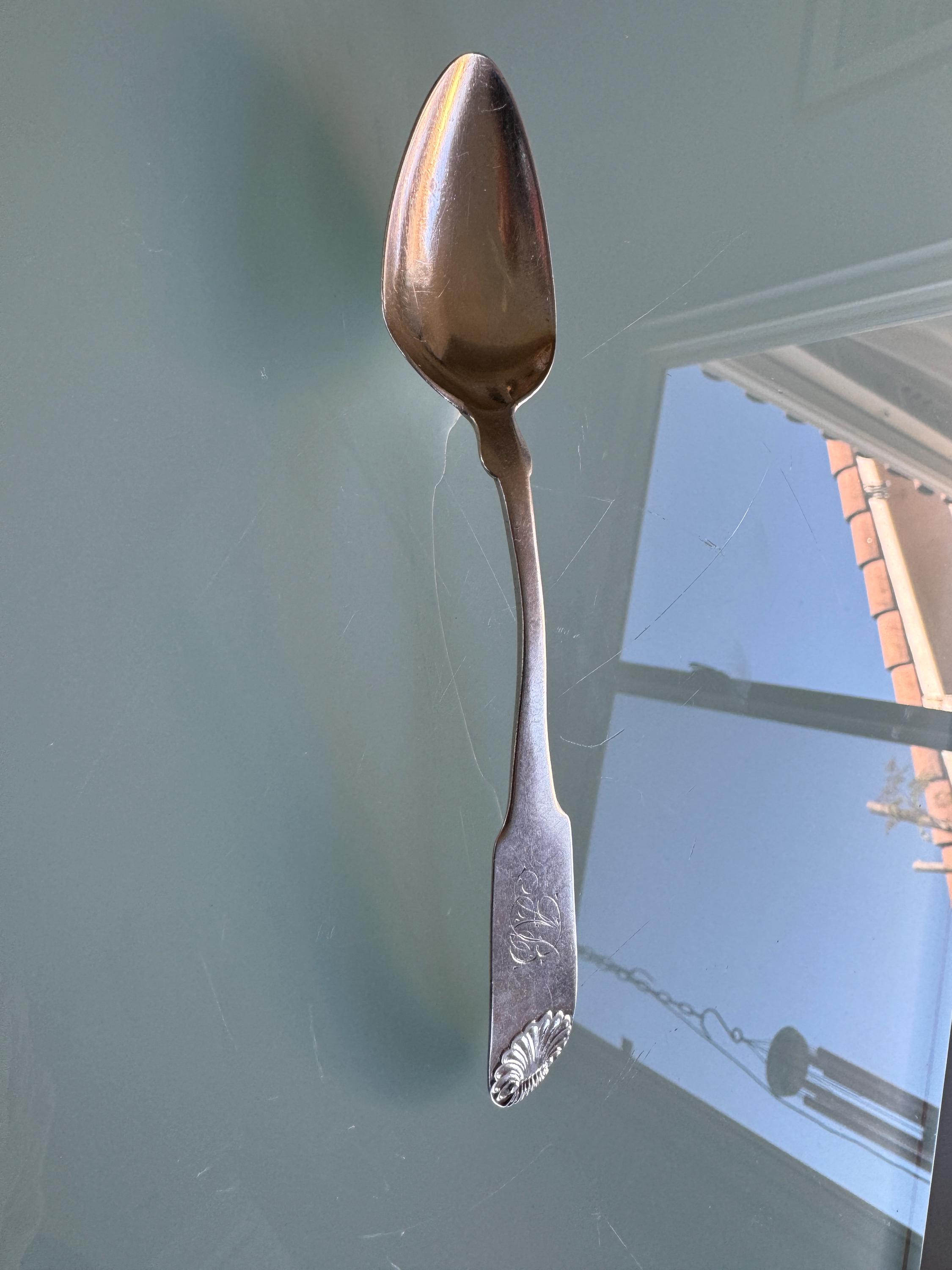 Antique Coin Silver Fiddle Shell End Teaspoon Marked G. Kippen Made ...