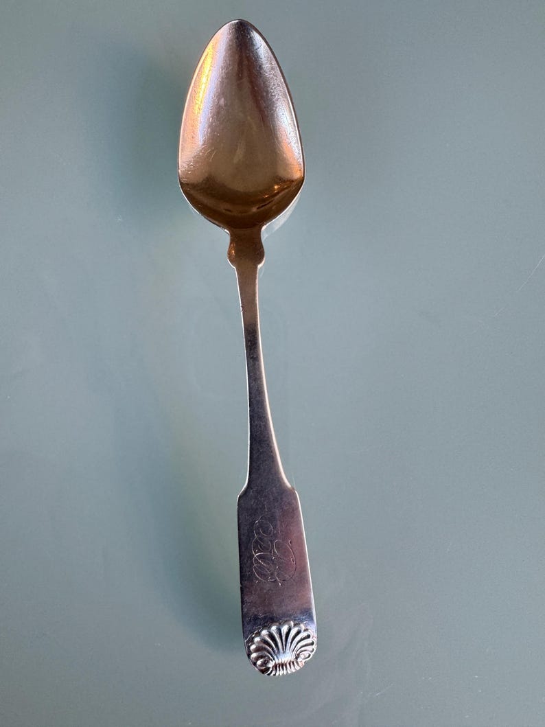 Antique Coin Silver Fiddle Shell End Teaspoon Marked G. Kippen Made ...