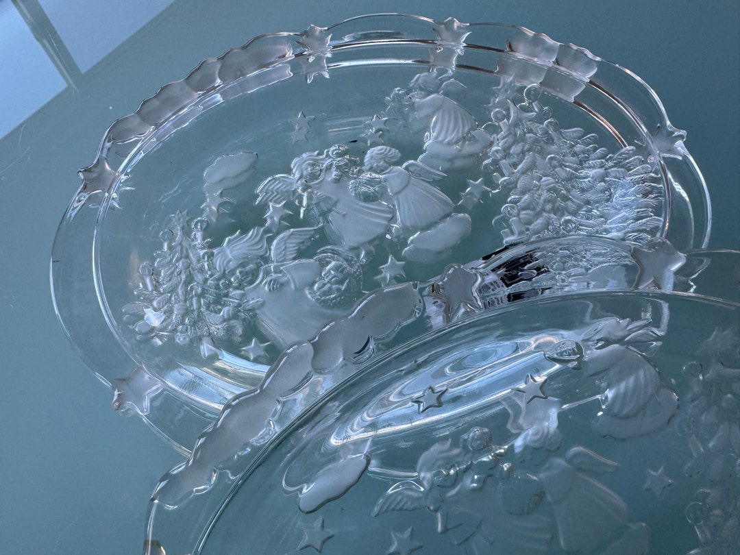 Mikasa Crystal Angel Plates Serving Dish Holidays Stars Trees 8 ...