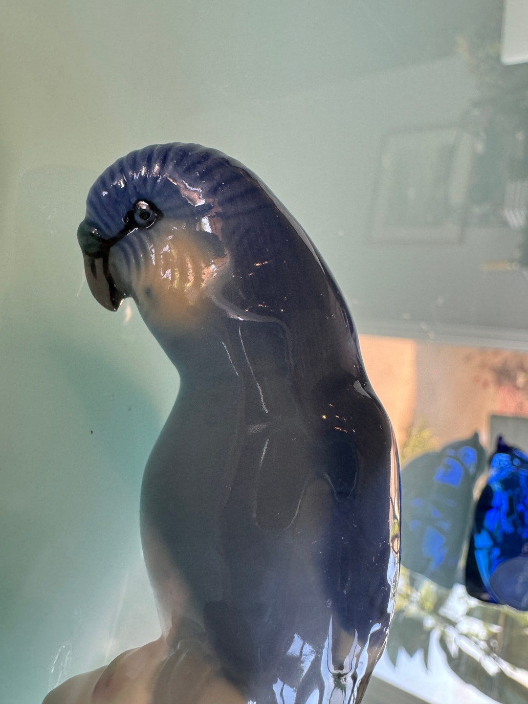 Vintage Porcelain Blue Parakeet Bird Royal Dux Czechoslovakia 4 1/4 ...