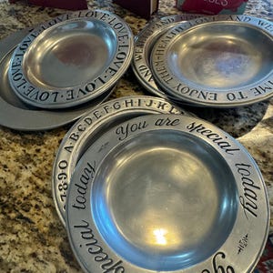 Pewter Plates Wilton RWP, Made in Columbia, PA Patterns 6 Pc VALENTINES ...