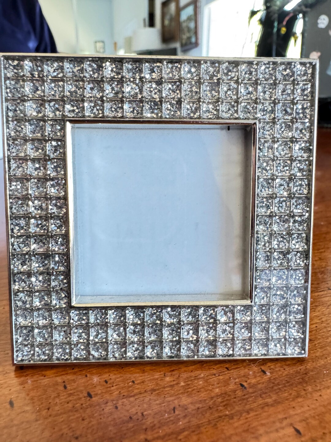 Rhinestone Small Frame 3" X 3" Overall Standing Picture Frame Silver ...