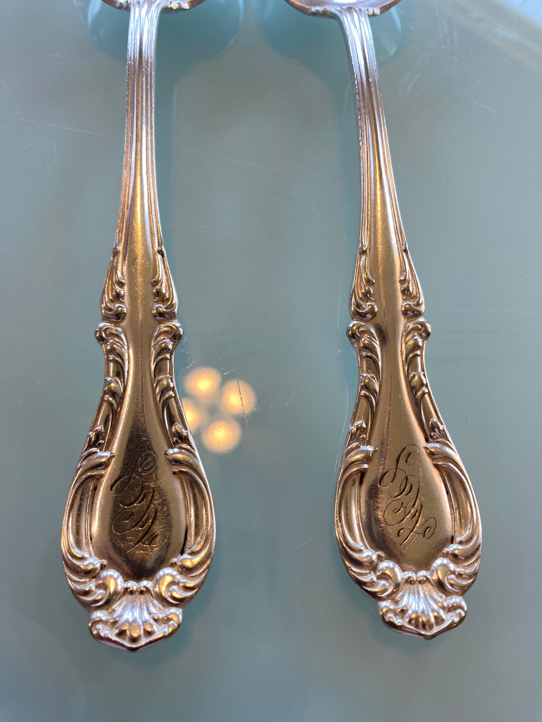 Antique "joan" Silverplate Serving Spoons Monogrammed R. Wallace 1835 ...