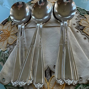 ART DECO Minton Soup Spoons Silver Plate , Cream Soup Spoons Ns Co EPNS ...