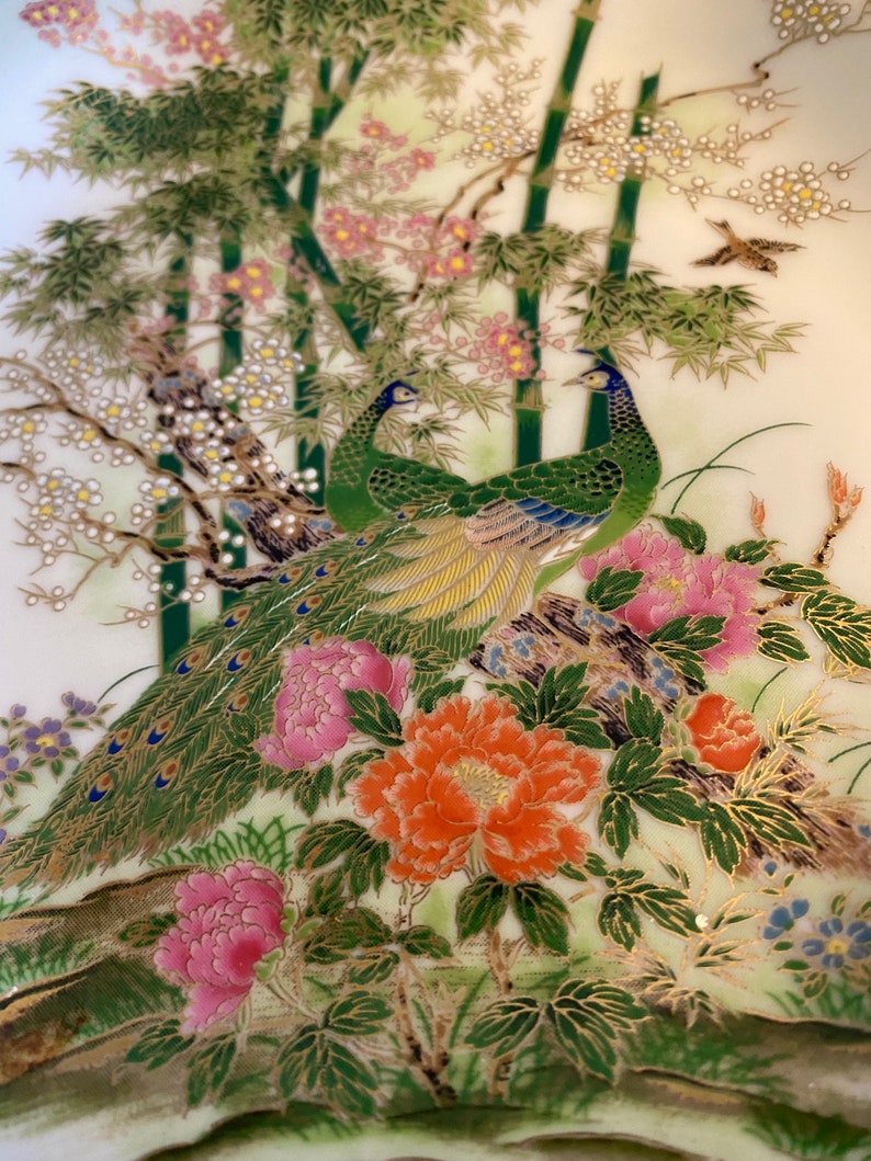 Vintage Midori Plate Peacock Pattern Octagon Plate Floral - Etsy